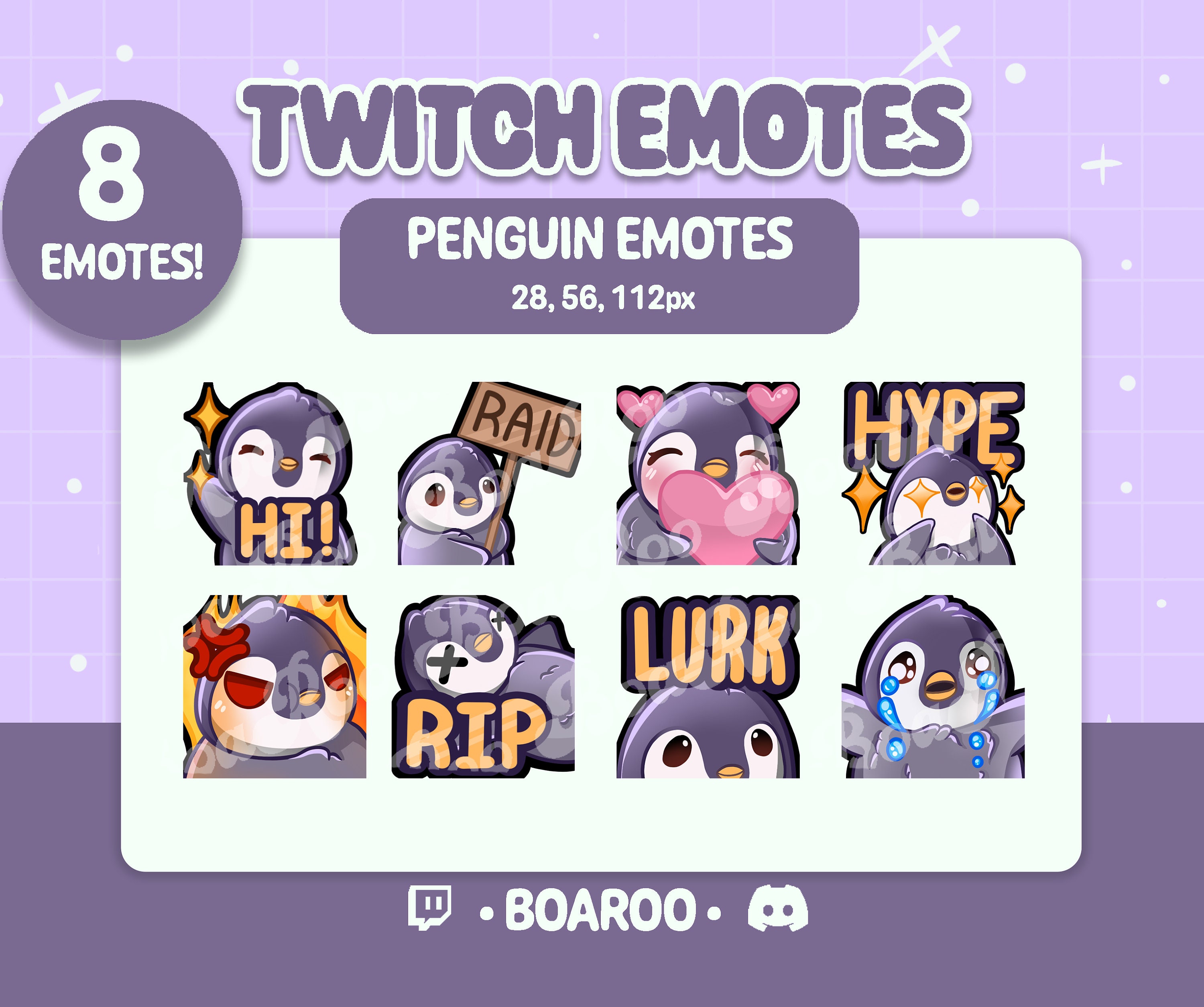 8x Cute Penguin Emotes Twitch Discord Youtube - Etsy