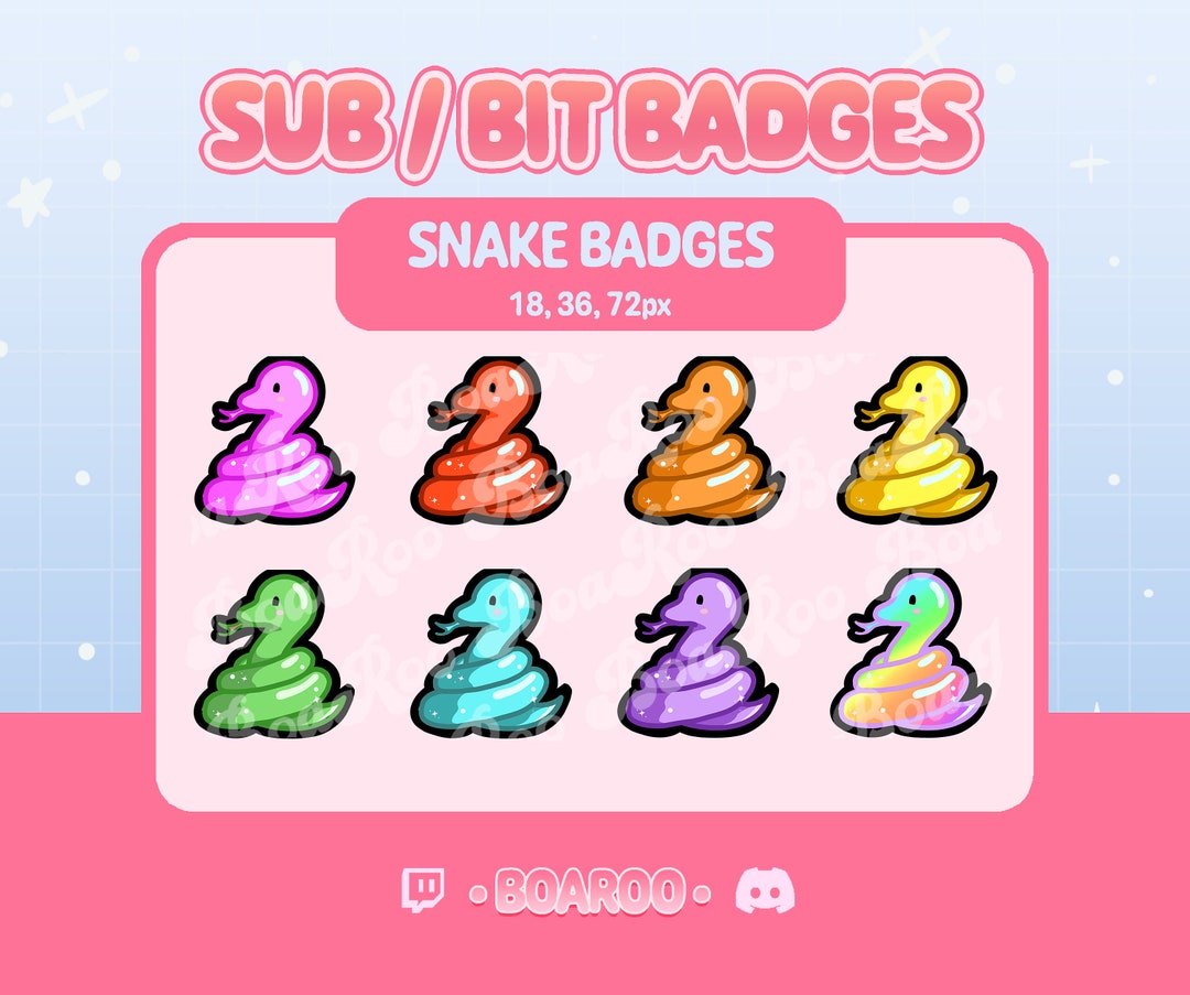 8x Kawaii Snake Sub / Bit Badges Twitch, Discord, Youtube - Etsy