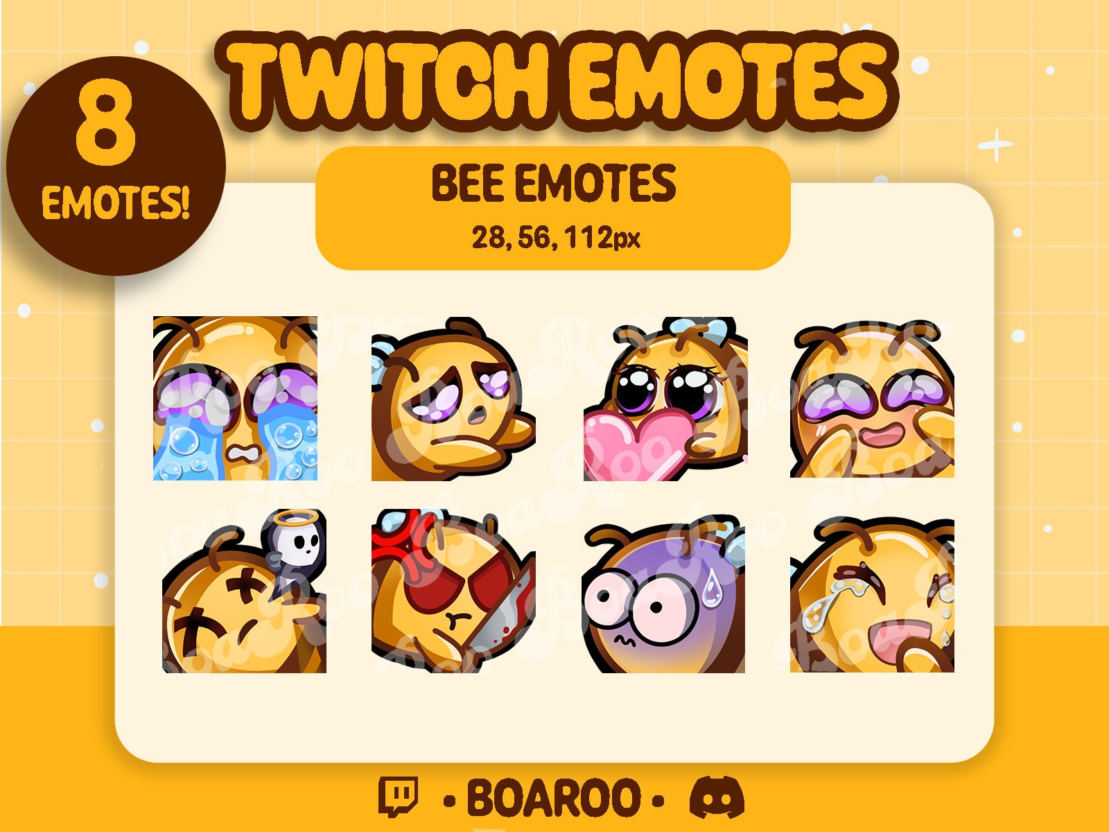 8x Cute Bee Emotes - Twitch, Discord, Youtube - Etsy