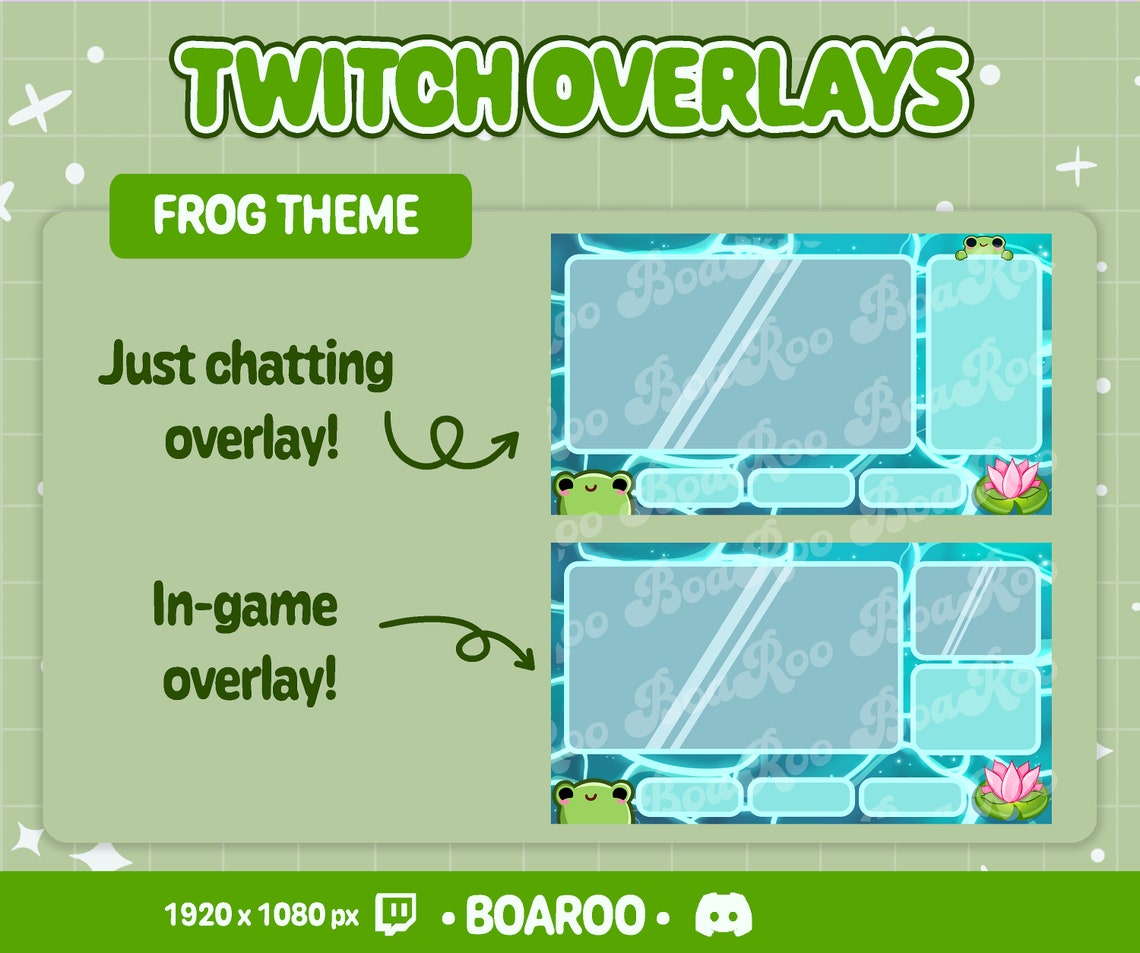 Kawaii Frog Themed Overlays: 2 Overlays (just Chatting/ Intermission ...