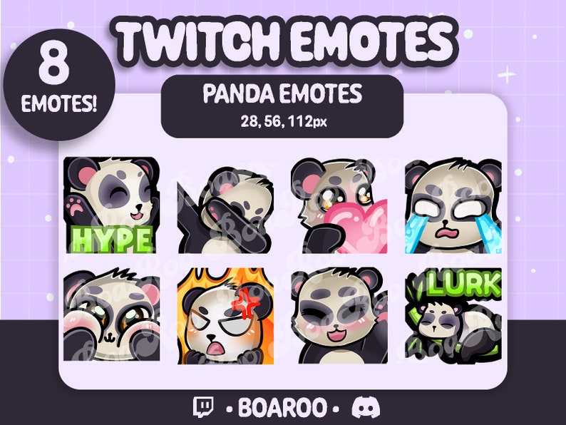 8x Cute Panda Emotes Twitch Discord Youtube Etsy