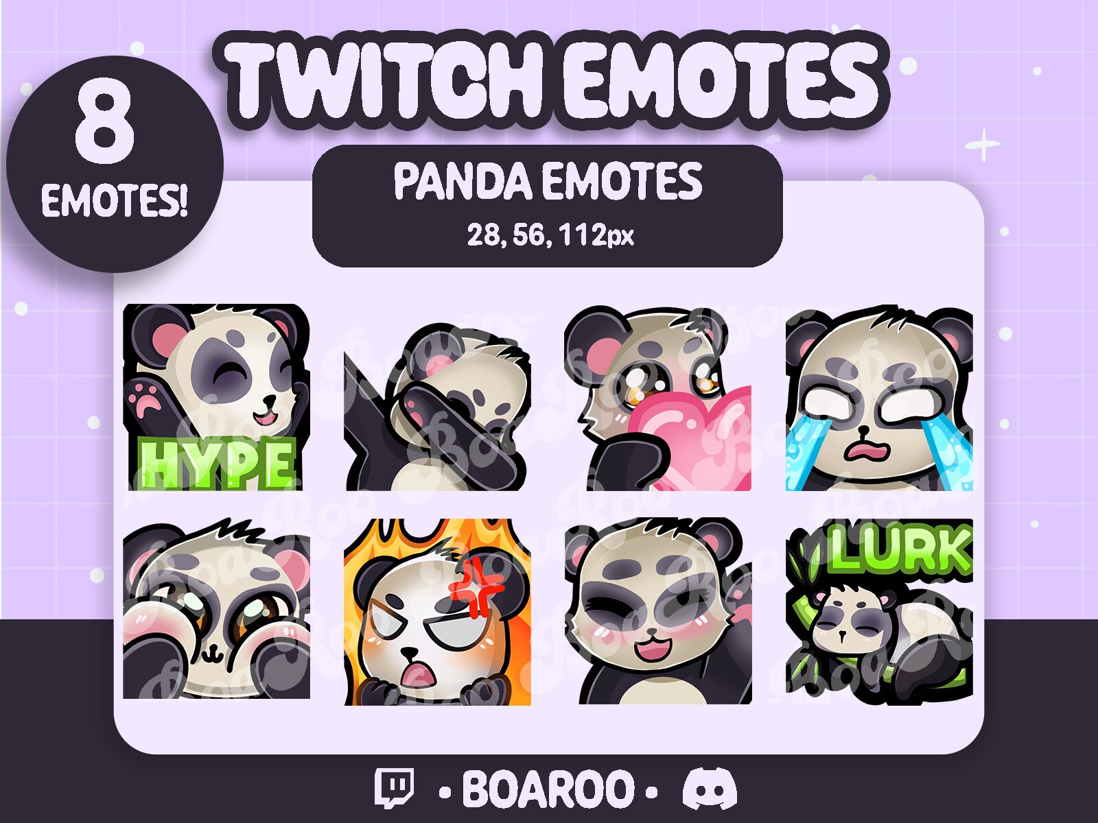 8x Cute Panda Emotes - Twitch, Discord, Youtube - Etsy