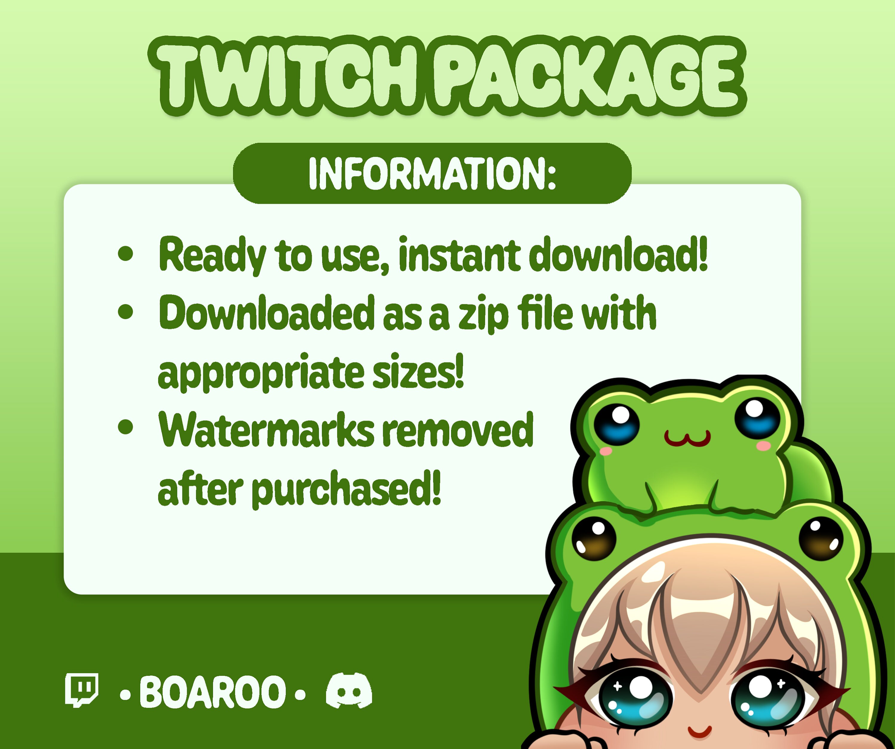 10x Cute Frog Girl Chibi Emotes | Twitch, Discord, Youtube | Blonde ...