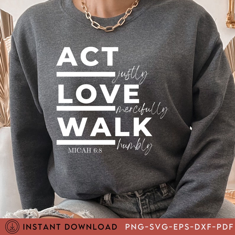 Act Justly Love Mercifully SVG Png Pdf, Bible Scripture Quote, Jesus ...