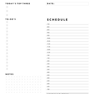 Undated Day Designer Minimal Daily Planner Sheet PDF Digital Download ...