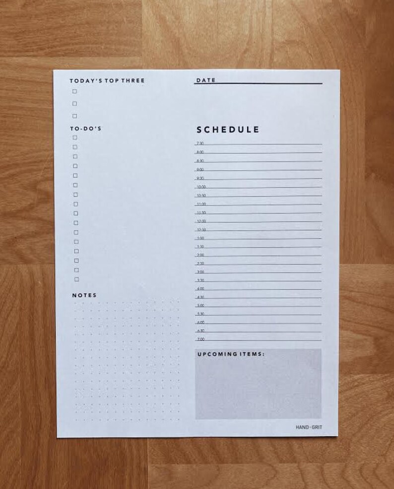 Undated Day Designer Minimal Daily Planner Sheet PDF Digital Download ...