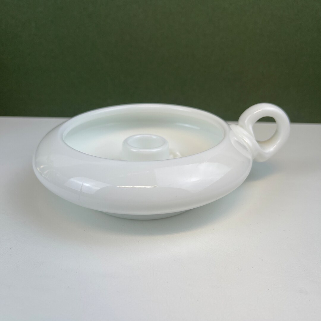 Vintage Fenton Milk Glass Candle Holder Hurricane Lamp Base, Finger ...