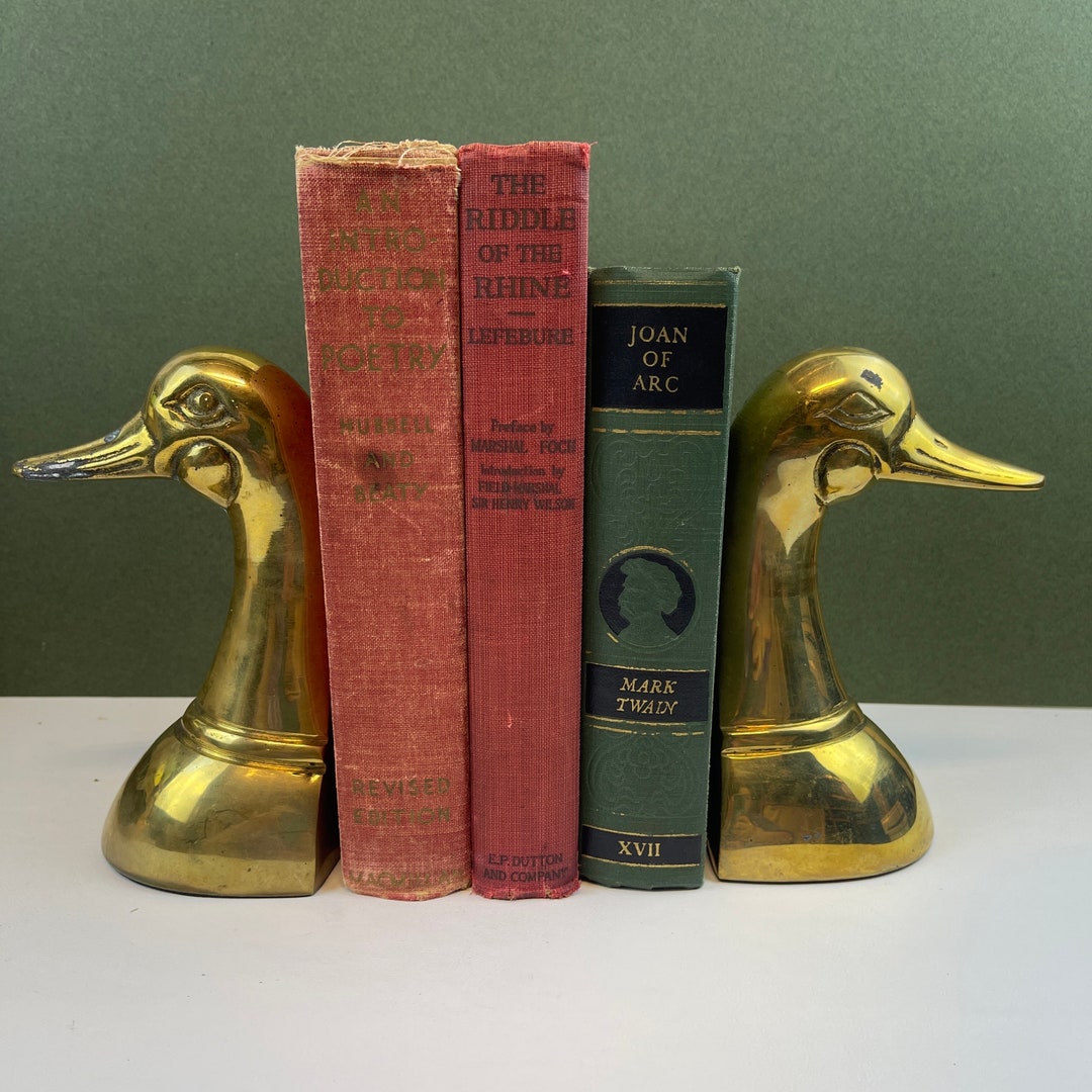 Vintage Brass Duck Head Bookends, Mallard Duck Bookends, Man Cave ...