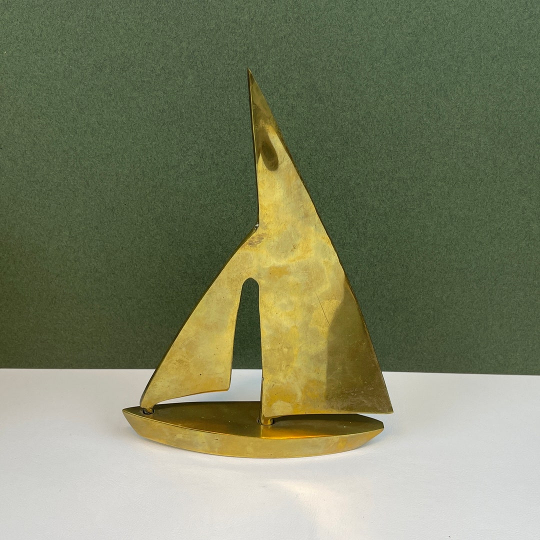 Vintage Brass Sailboat Figure, Solid Brass Sailboat, Nautical Brass ...