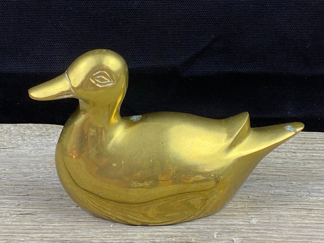 Vintage Brass Duck Figurine Sitting Duck MCM Sleek Minimal 5.25” - Etsy