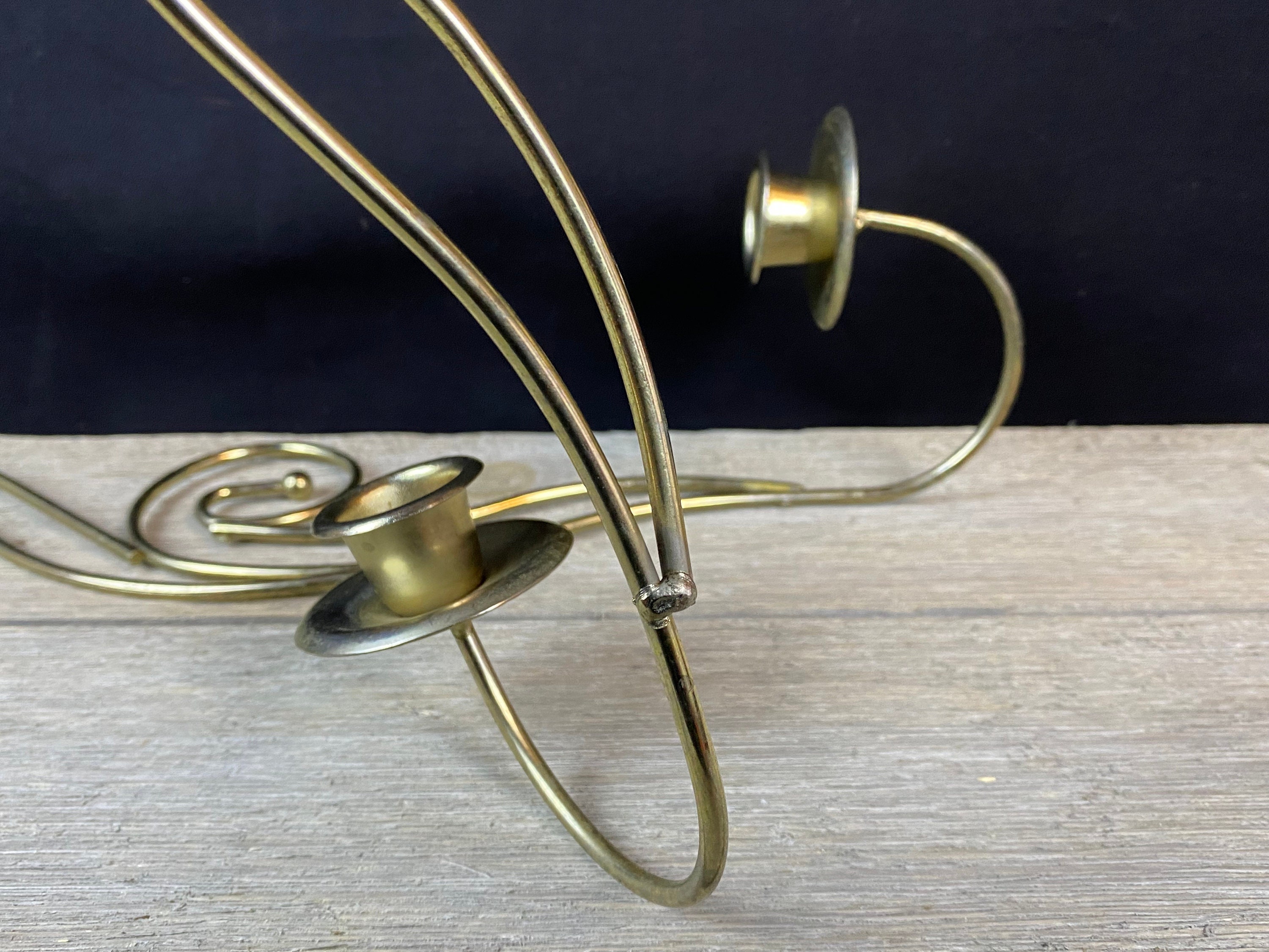 Vintage Gold Tone Scroll Candle Sconce Metal Candle Holder - Etsy