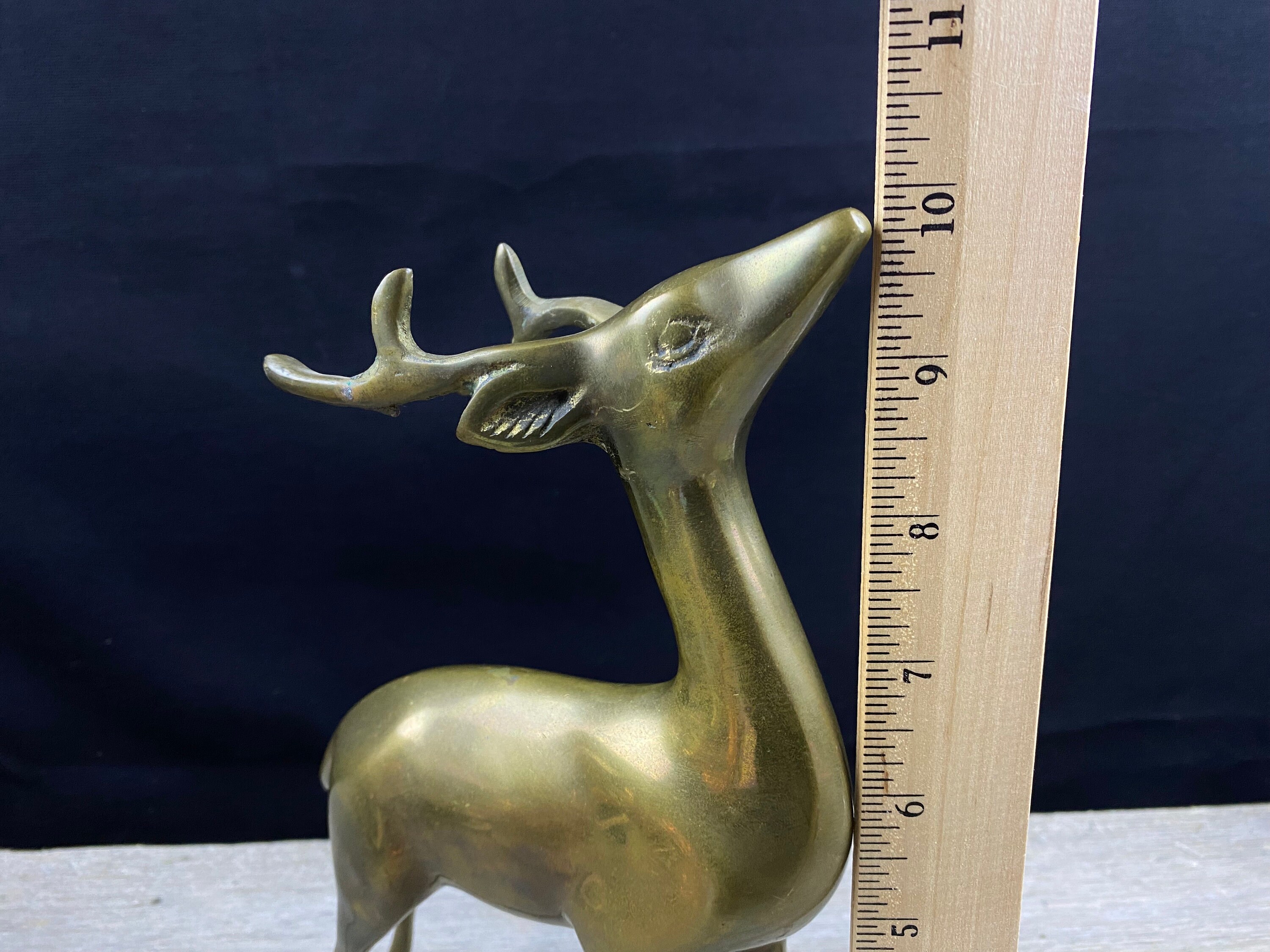 Vintage Large Brass Deer Buck Reindeer Figurine Standing Christmas ...