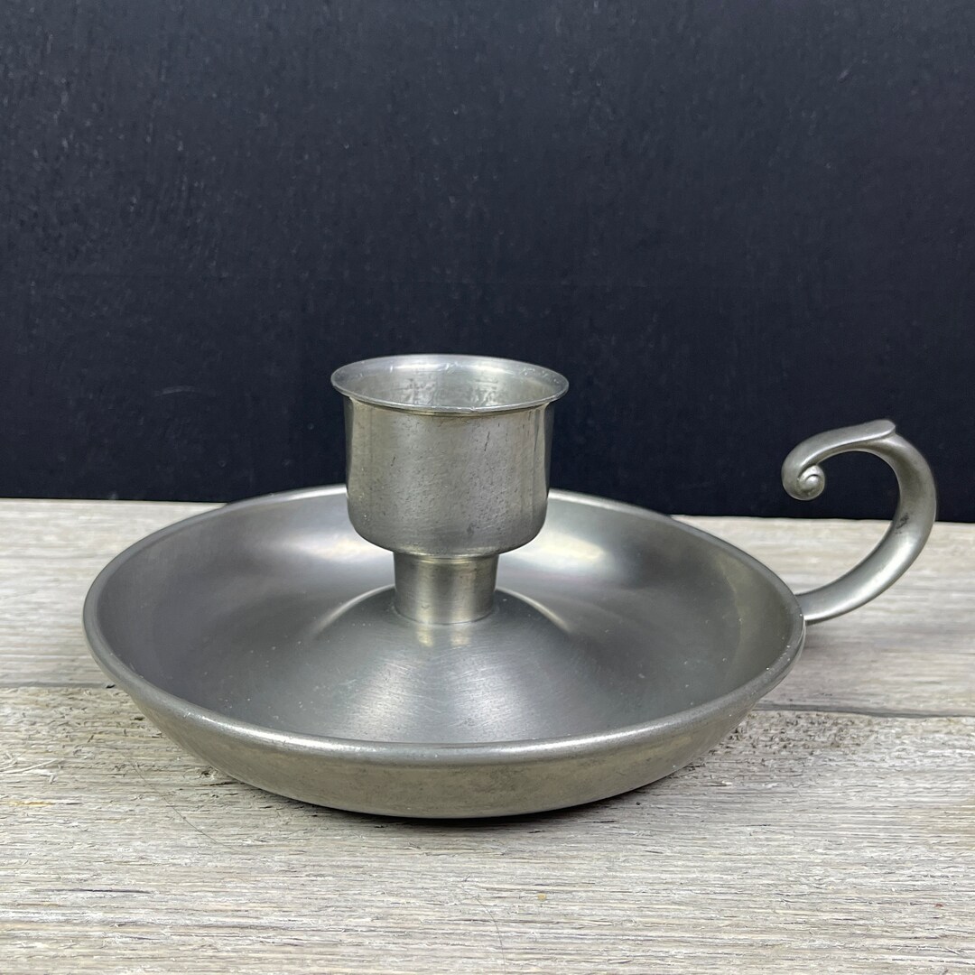 Vintage Preisner Pewter Colonial Chamberstick Finger Loop Handle ...