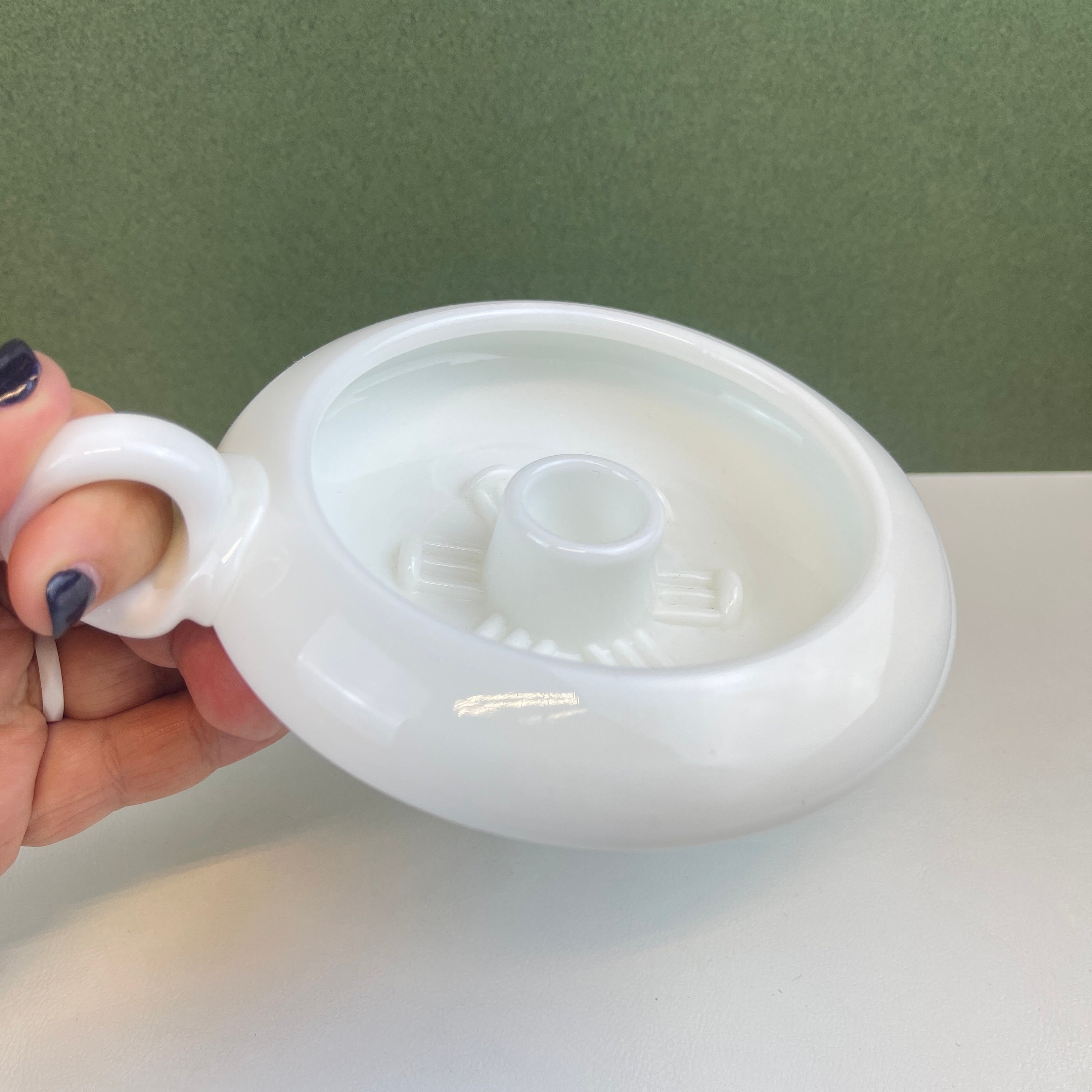 Vintage Fenton Milk Glass Candle Holder Hurricane Lamp Base, Finger ...