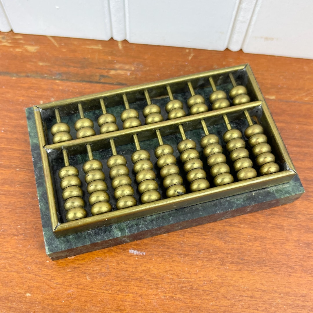 Vintage Brass Abacus Green Marble Base, Chinese Calculator - Etsy