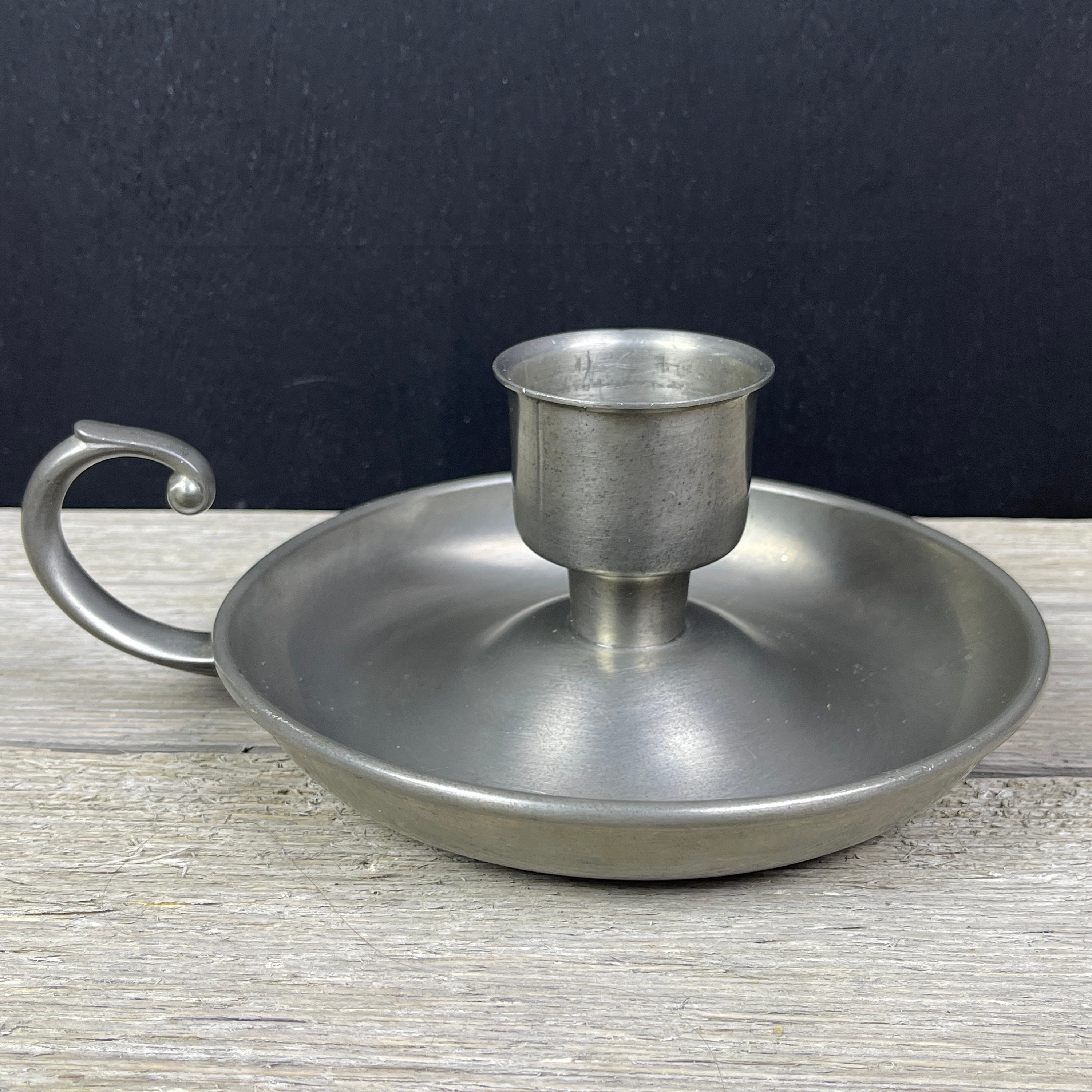 Vintage Preisner Pewter Colonial Chamberstick Finger Loop Handle ...