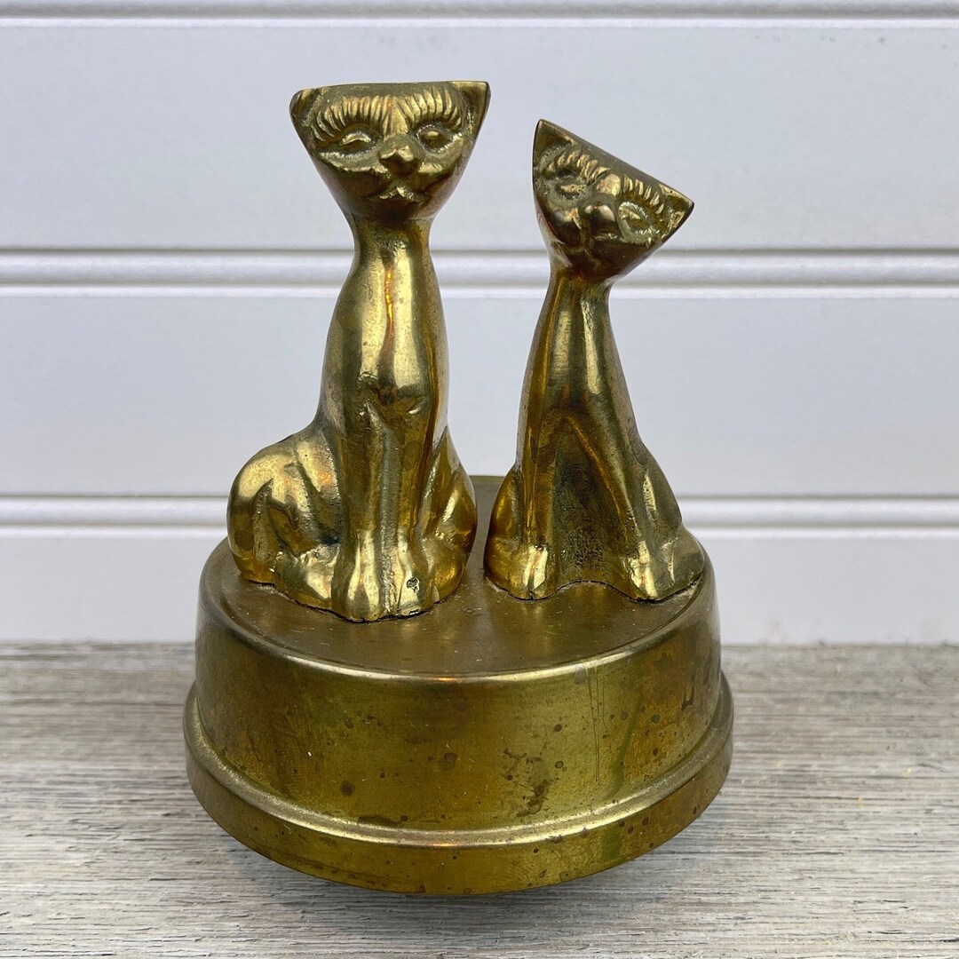 Vintage Siamese Cats Brass Music Box | It’s a Small World - Etsy