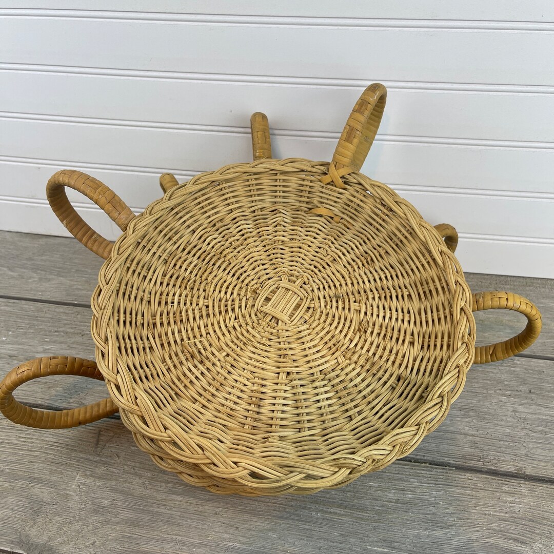 Vintage Wicker Plate Holders With Handles Set of 7 10 Boho Basket Wall ...
