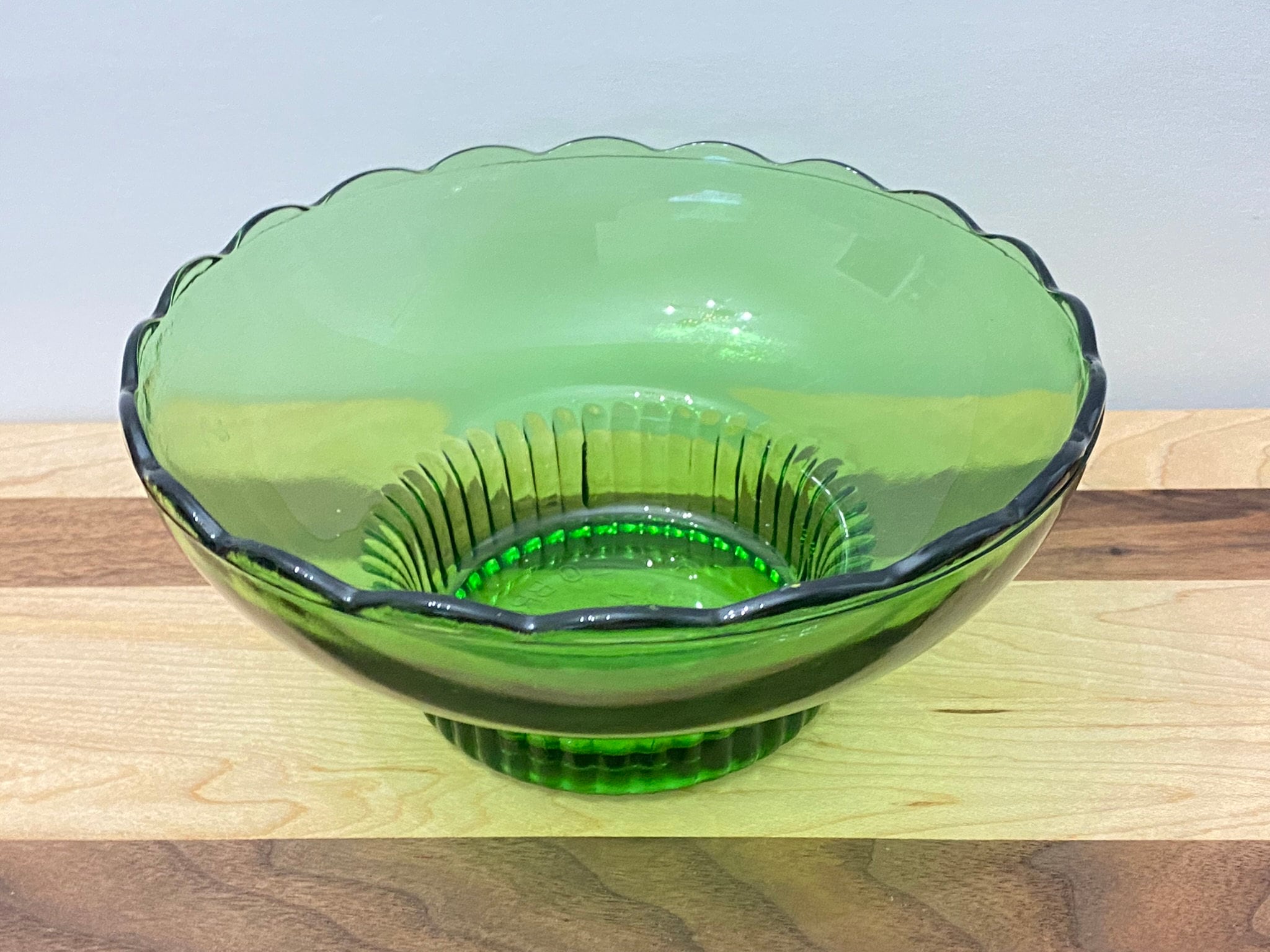 Green Glass Pedestal Bowl