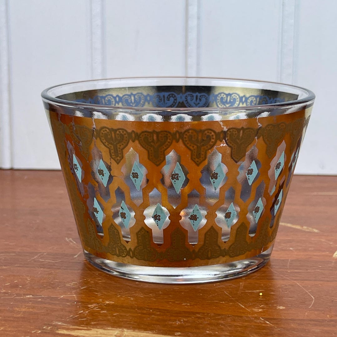 Vintage Culver Seville Glass Dip Bowl, Mid Century Culver Glass, Culver Seville 22k Gold Glass ...