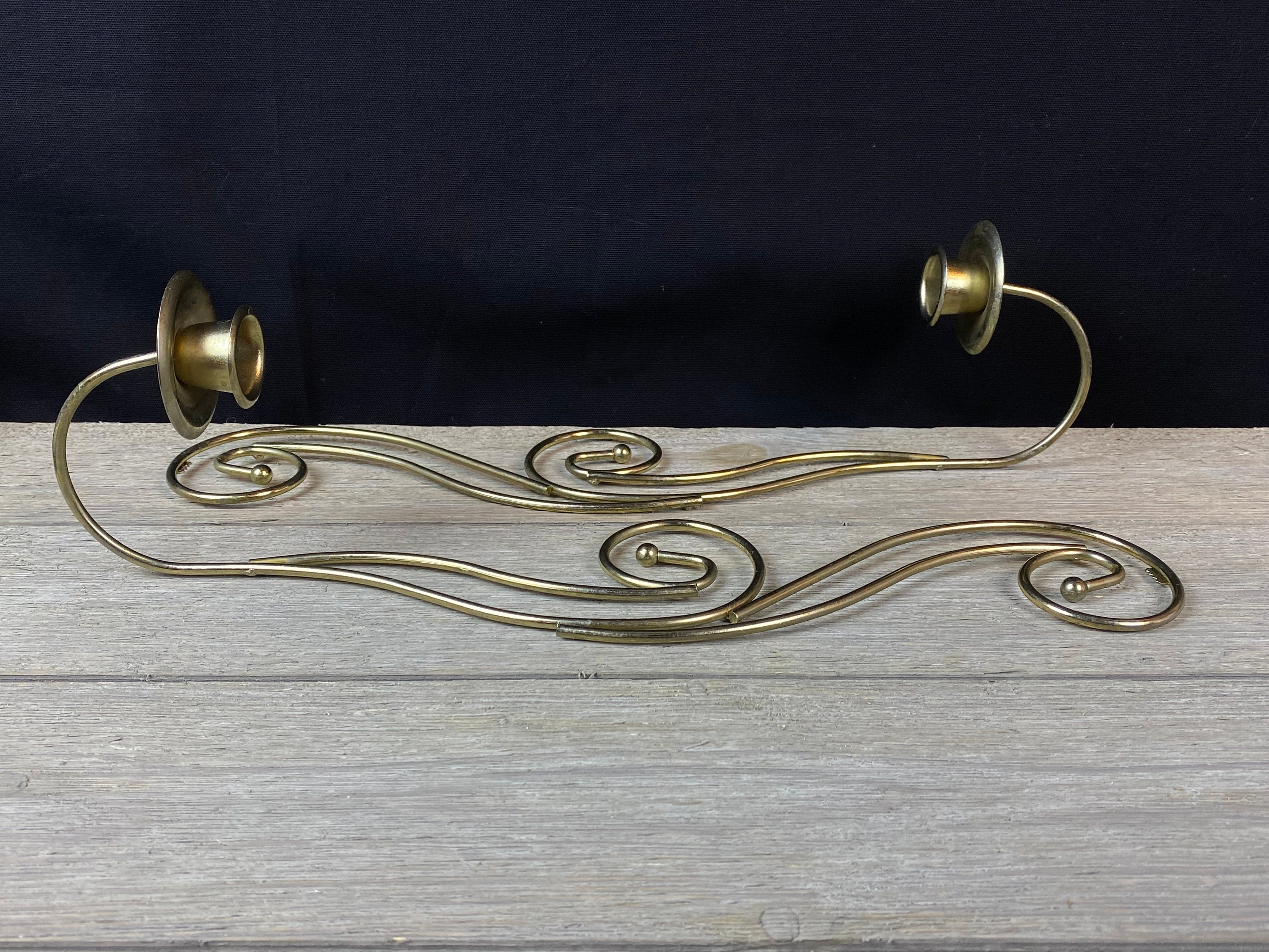 Vintage Gold Tone Scroll Candle Sconce Metal Candle Holder - Etsy