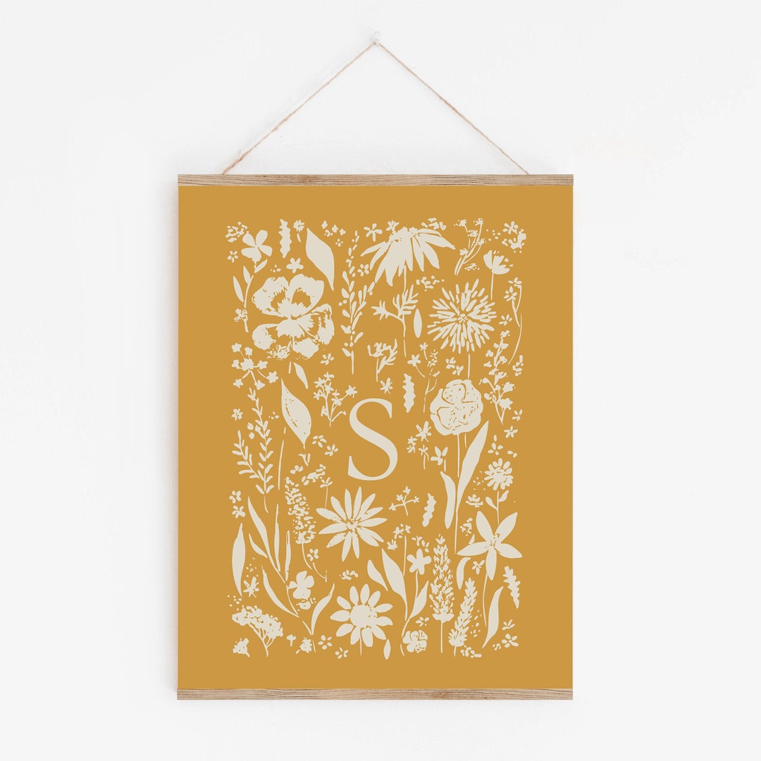 Uppercase Alphabet Poster, Personalised A-Z Alphabet Print, Floral S ...