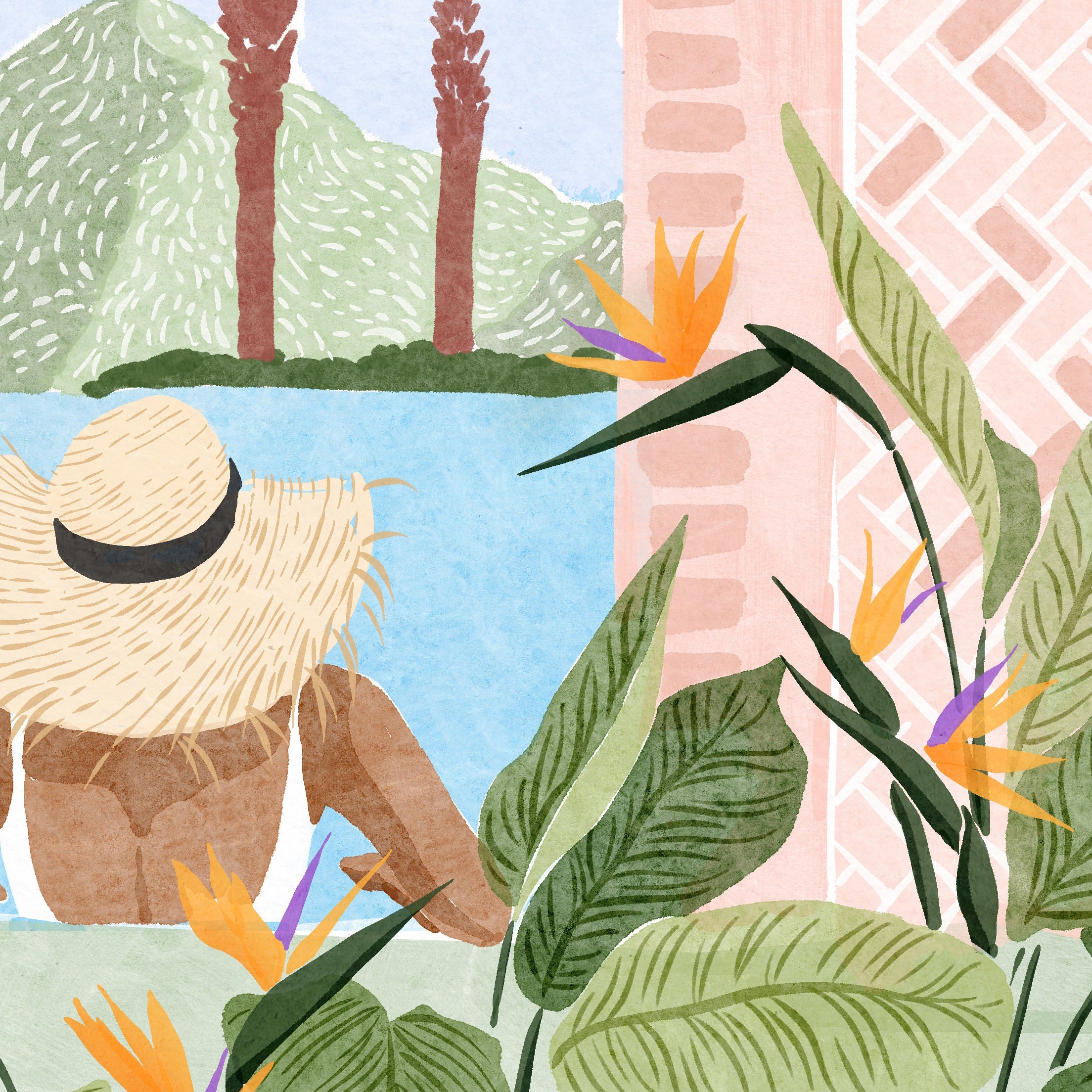 Tropical Women Poster, Boho Room Decor, Illustration Art Print Summer ...