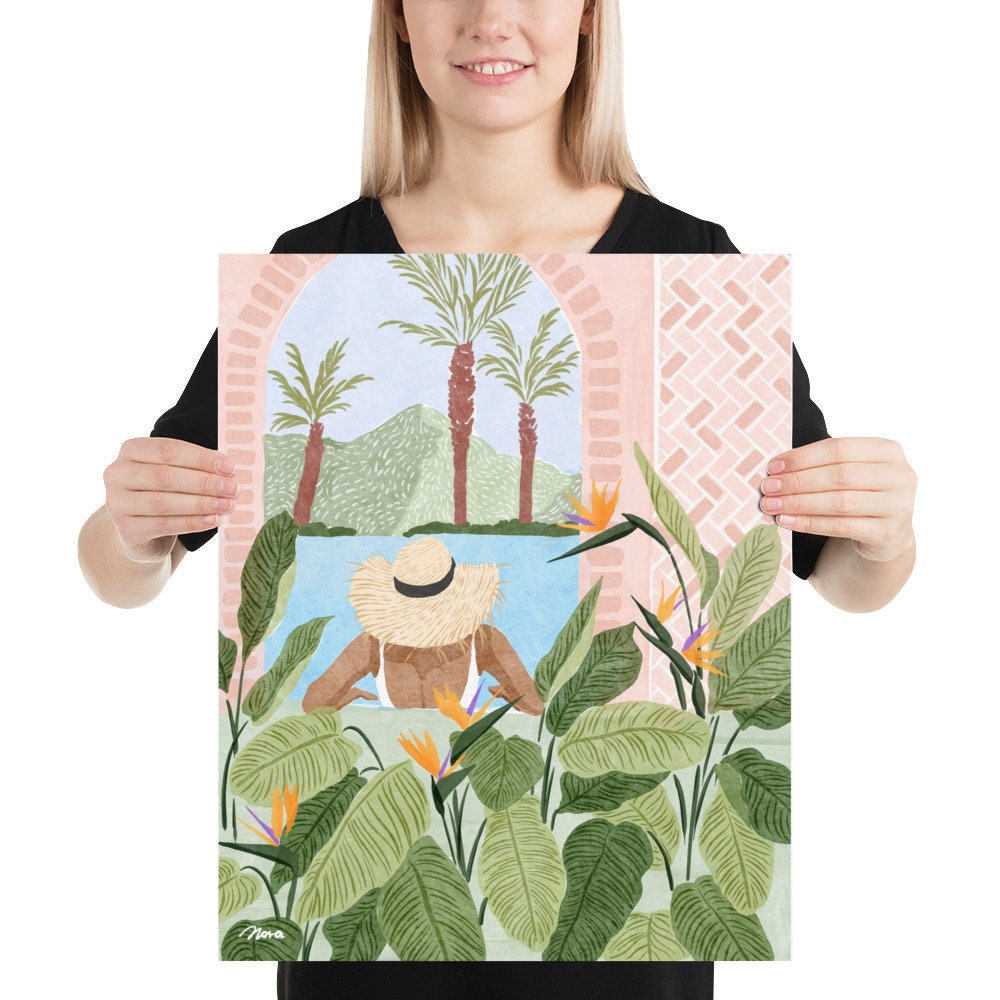 Tropical Women Poster, Boho Room Decor, Illustration Art Print Summer ...
