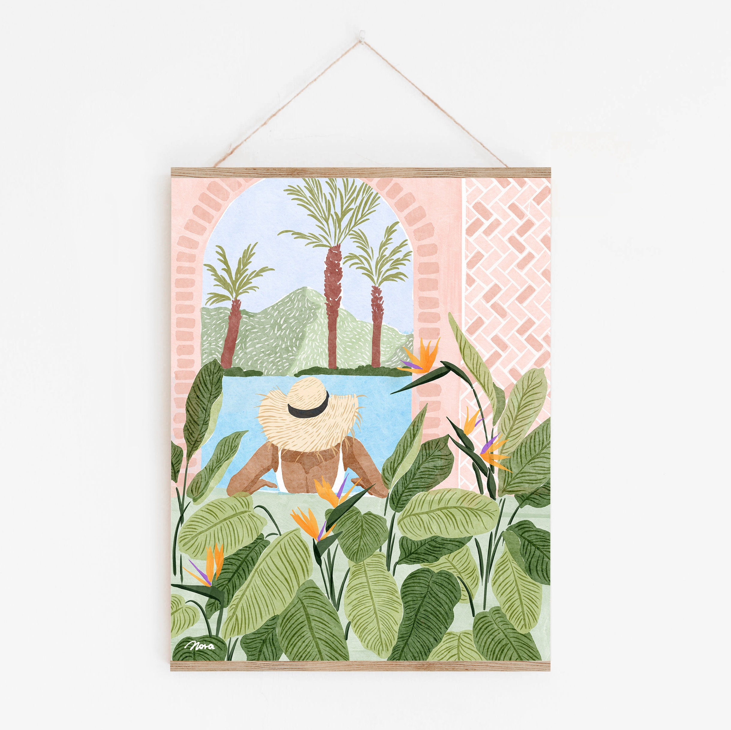 Tropical Women Poster, Boho Room Decor, Illustration Art Print Summer ...