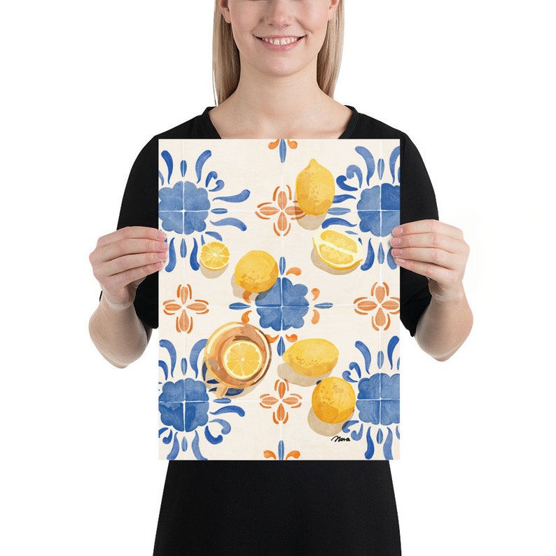 Italian Pattern Tiles Art Sicily Art Print Lemon Poster - Etsy