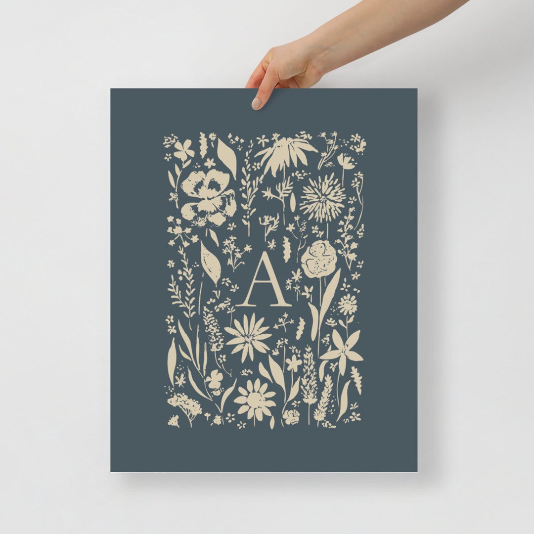 Personalised A-Z Alphabet Print, Floral A Letter Print, A Uppercase ...