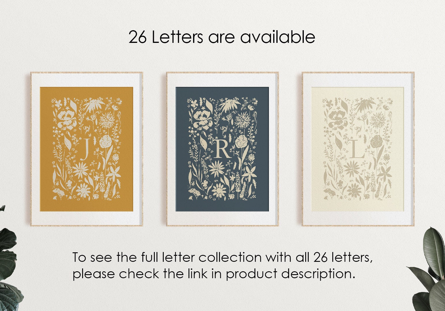 Mid Century Modern Alphabet Print, Floral K Letter Print, K Uppercase ...