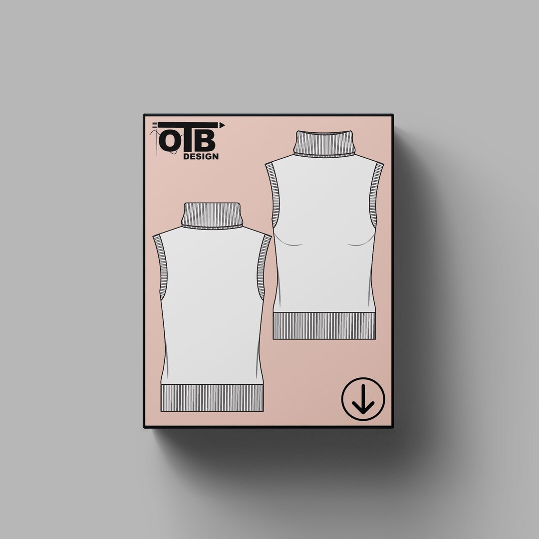 OTB Turtleneck Shell Vector Flat Technical Drawing Illustration Classic ...
