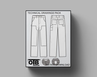 Carpenter Pants Flat Technical Drawing Illustration Classic Blank ...