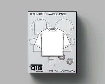 Flat Technical Drawing Oversized Boxy T-shirt Template - Etsy