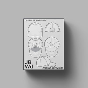 Fitted Cap Hat Vector Technical Drawing Illustration Blank - Etsy