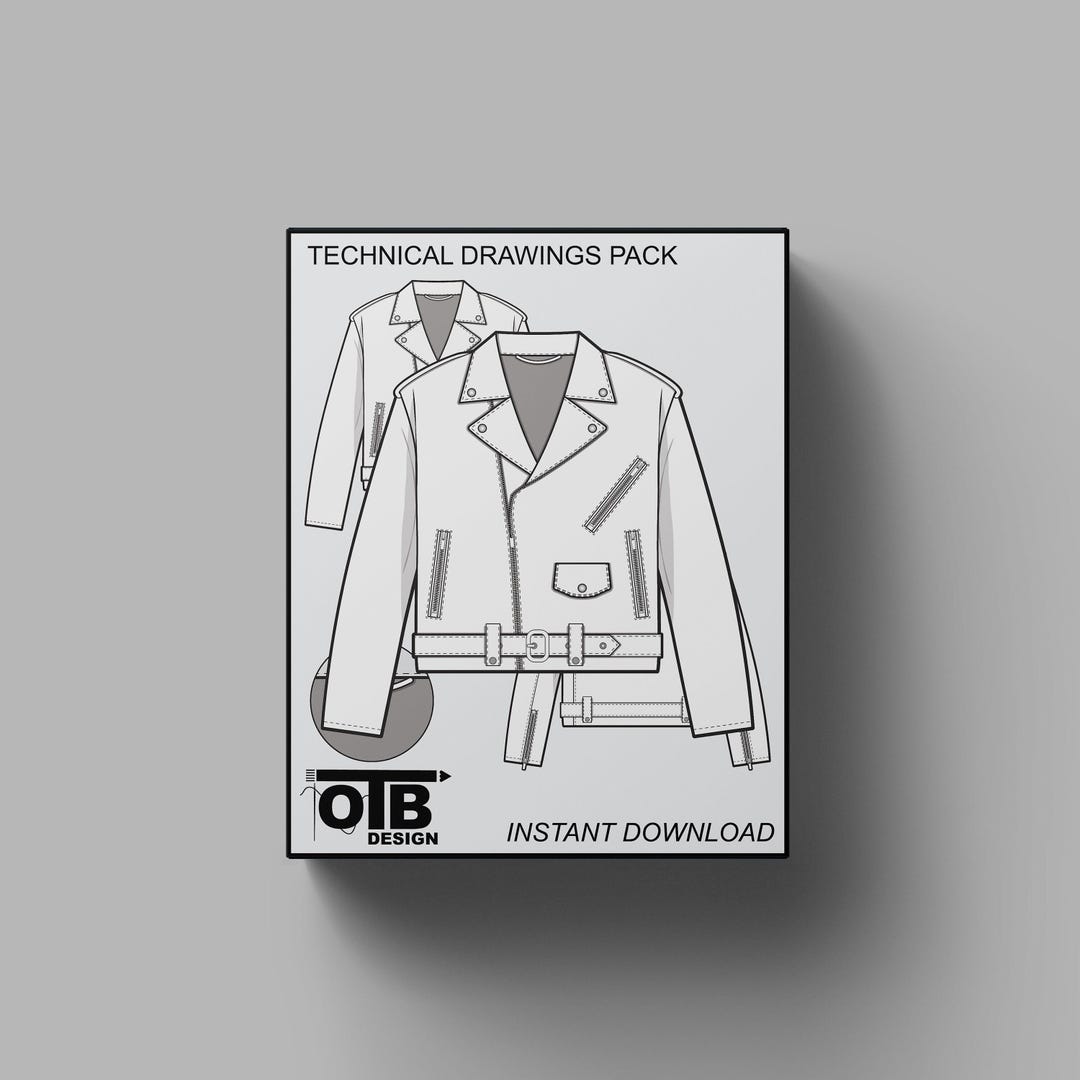 Motorcycle Biker Jacket Vector Flat Technical Drawing Illustration ...