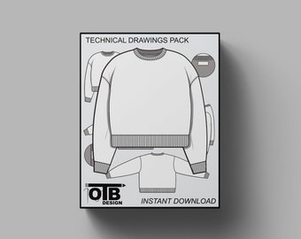 Oversized Sweatshirt Technical Drawing - Etsy