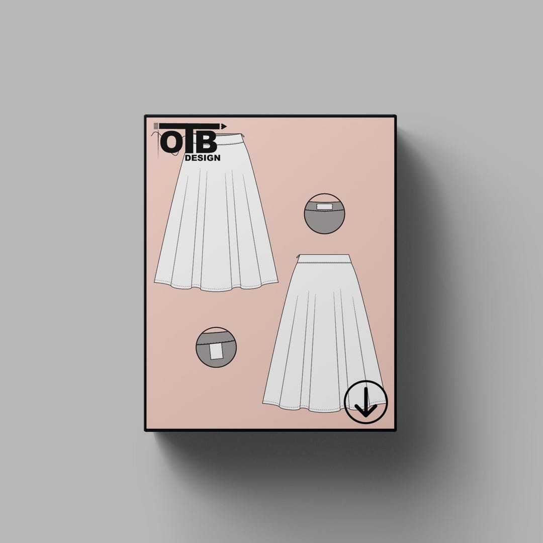 OTB Full Circle Midi Skirt Vector Flat Technical Drawing Illustration ...