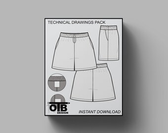 Mid Thigh Mesh Shorts Vector Flat Technical Drawing Illustration Blank ...