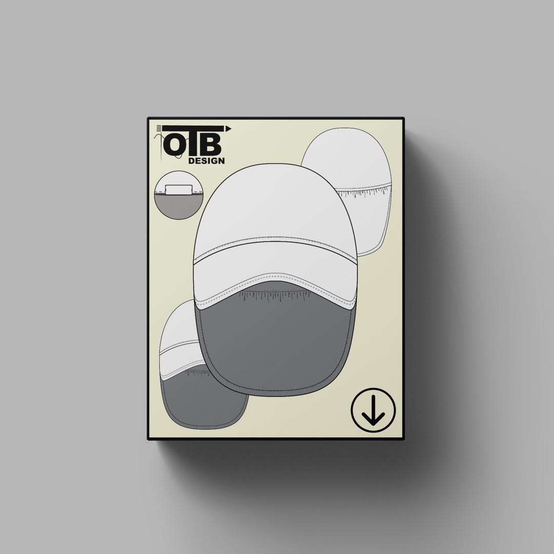 OTB Ear Swim Sun Hat Vector Flat Technical Drawing Illustration Classic ...