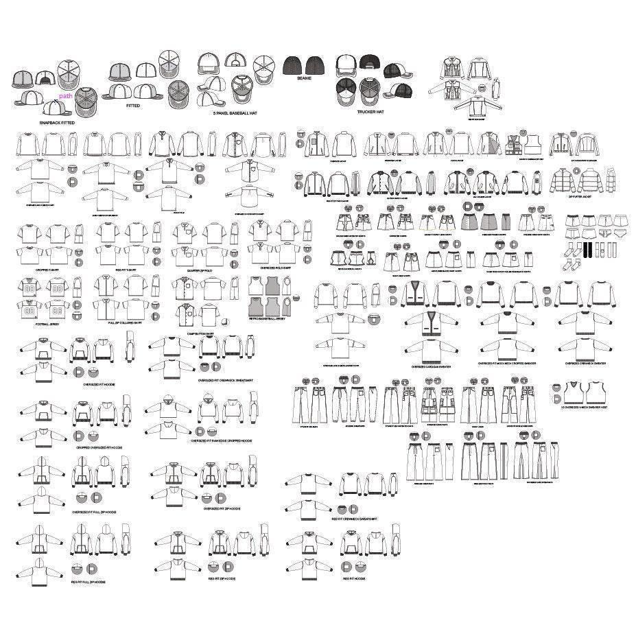 OTB Starter Streetwear Bundle 300+ Vectors Technical Drawing ...