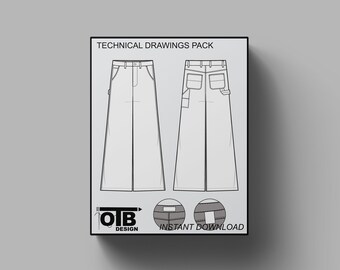Carpenter Pants Flat Technical Drawing Illustration Classic Blank ...