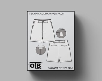 Chino Shorts Flat Technical Drawing Illustration Classic Blank ...