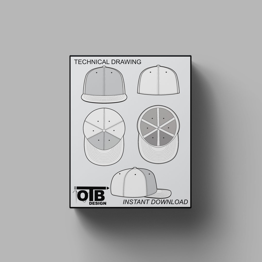 Fitted Cap Hat Vector Technical Drawing Illustration Blank Tech Pack ...