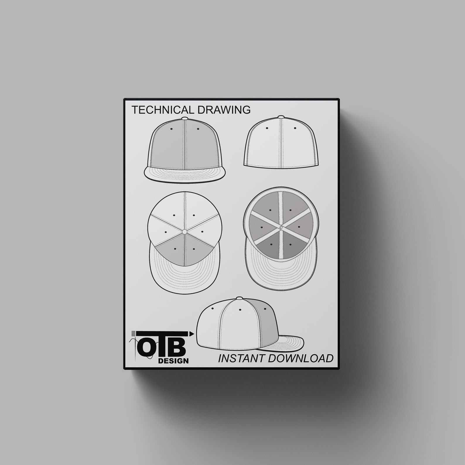 Fitted Cap Hat Vector Technical Drawing Illustration Blank Tech Pack ...
