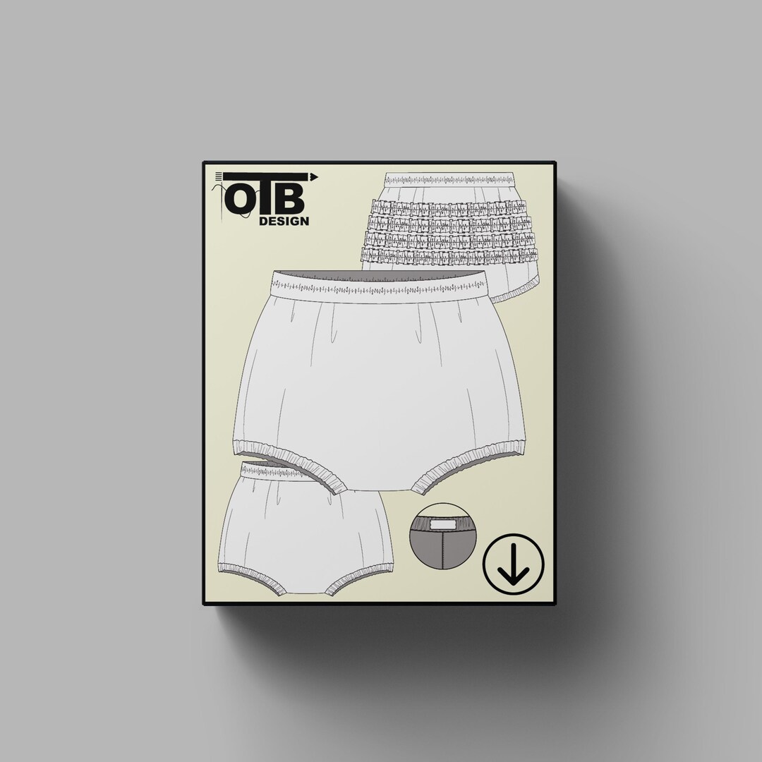OTB Bloomer With A Ruffled Back Vector Flat Technical Drawing ...