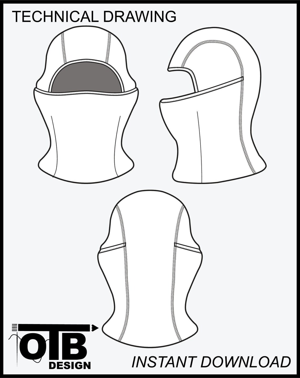 Compression Ski Mask Balaclava Shiesty Vector Technical Drawing ...