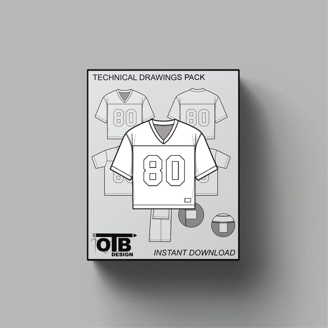 American Football Jersey Vector Flat Technical Drawing Illustration ...