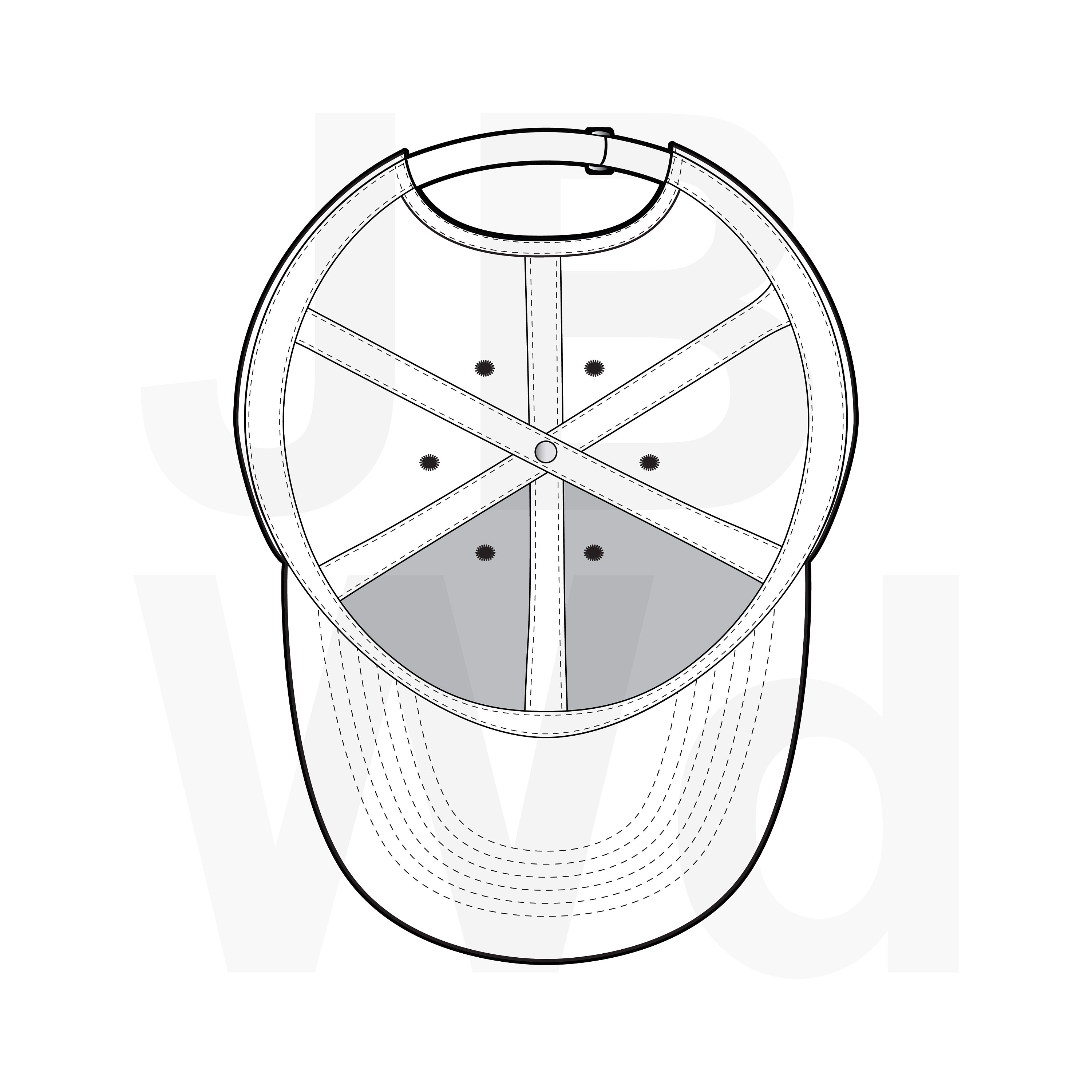 6 Panel Baseball Dad Hat Vector Technical Drawing Illustration Blank ...